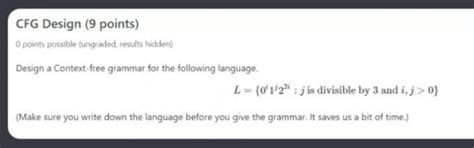 Solved CFG Design 9 Points Points Possible Ungraded Chegg Com