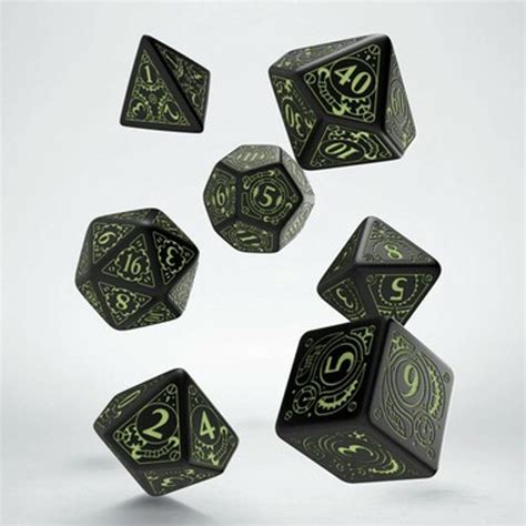 Steampunk Dice Set Glow In The Dark 7 Game Nerdz