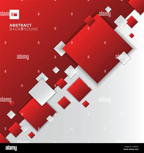 Abstract Red And White Gradient Diagonal Separate Geometric Squares