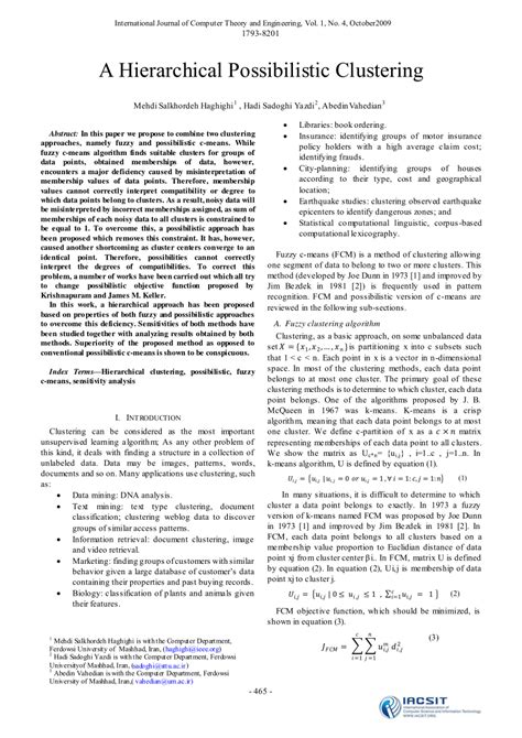 Pdf A Hierarchical Possibilistic Clustering