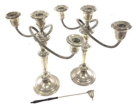 Lot Pair Gorham Weighted Sterling Silver Candelabras