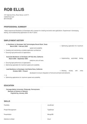 Backbone Js Developer Resume Sample Tips Online Resume Builder