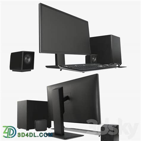 دانلود آبجکت Pc Other Electronics Computer Monitor Keyboard Mouse Pad Speakers Woofer Set مرجع
