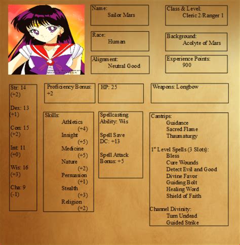 Be A Sailor Scout In Dnd With These Character Sheets Nerdist