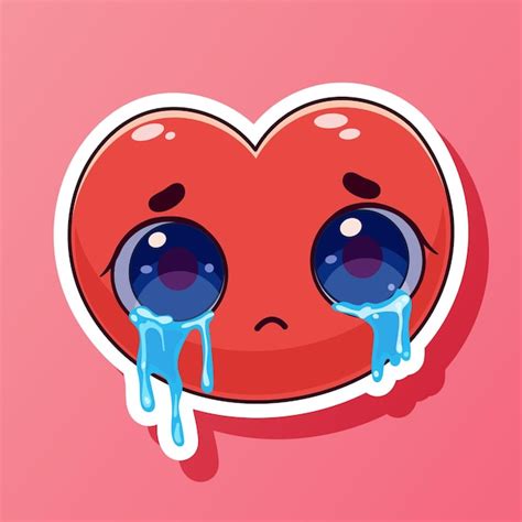 Lindo Stickers De Dibujos Animados Con Emoticon De Corazón Llorando