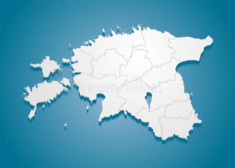 Map Of Estonia With Regions And Flag Draw And Cut Ou Stock Illustration