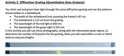 Activity Diffraction Grating Quantitative Data Analysis You Shine Red And Green Laser Light