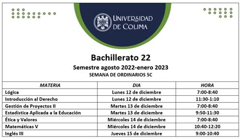 Se Comparte El Calendario De Bachillerato 22 Udec Facebook