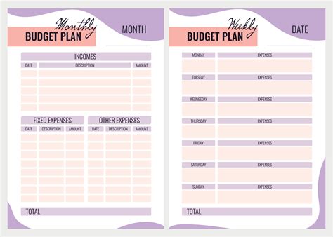 Monthly And Weekly Budget Planner 12855591 Vector Art At Vecteezy