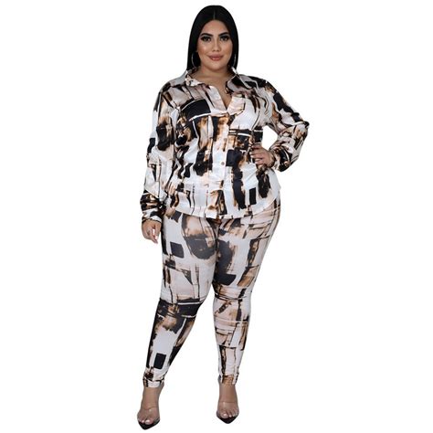 Badu Bg L 4xl Зимни комплекти големи размери за жени Риза и панталони с дълъг ръкав Tie Dye 2