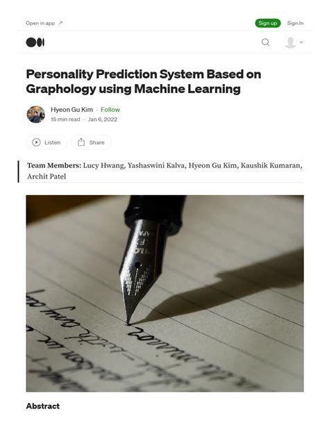 Personality Prediction System Based On Graphology Using Machine Learning Pdf Graphology