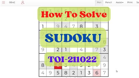 Sudoku Toi 211022 Sudoku Puzzle Hard How To Solve Sudoku Puzzle