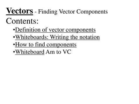 PPT Vectors Finding Vector Components Contents Definition Of Vector Components PowerPoint