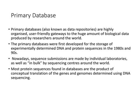 Primary Bioinformatics Databasepptx