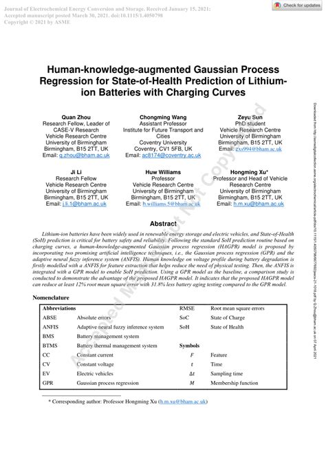 Pdf Human Knowledge Augmented Gaussian Process Regression For State Of Health Prediction Of