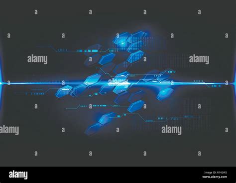 Abstract Digital Technology Operational System Hexagonal Cyber Background Vector Design Stock