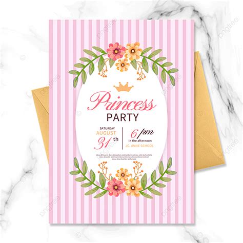 핑크 공주 생일 일러스트 파티 초대장 왕관 템플릿 Psd 다운로드 디자인 자료 다운로드