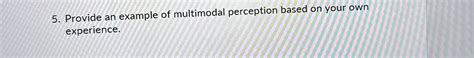 Solved Provide An Example Of Multimodal Perception Based On