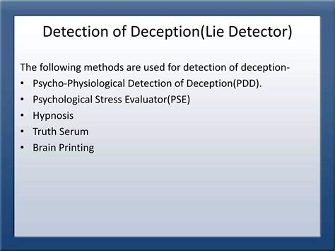 Forensic Psychology Detection Of Deception Pptx