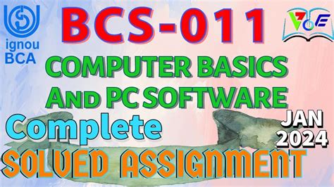 Bcs 011 Computer Basics And Pc Software Bca 1st Semester Complete