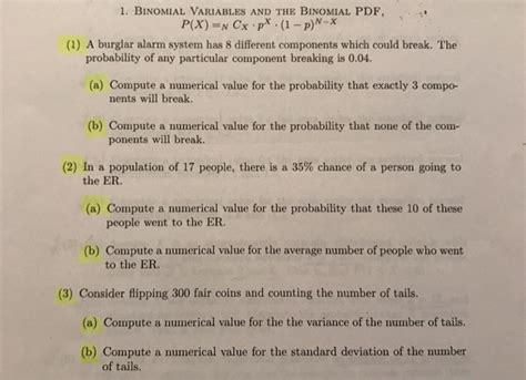Solved Binomial Variables And The Binomial Pdf Px N