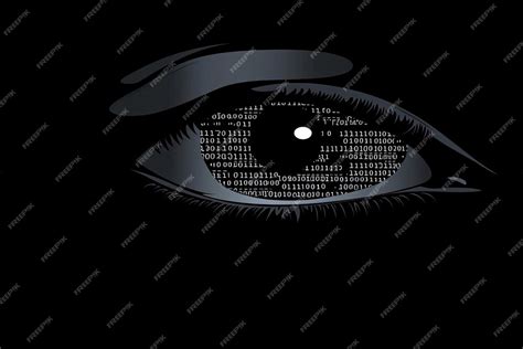 Stock Illustration Of An Eye In Ascii Art Style Against A Blue Background Premium Ai Generated
