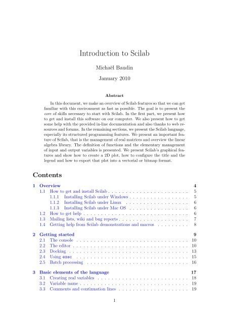 Introduction To Scilab Projects