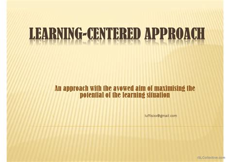 Learning Centered Approach General R English Esl Powerpoints