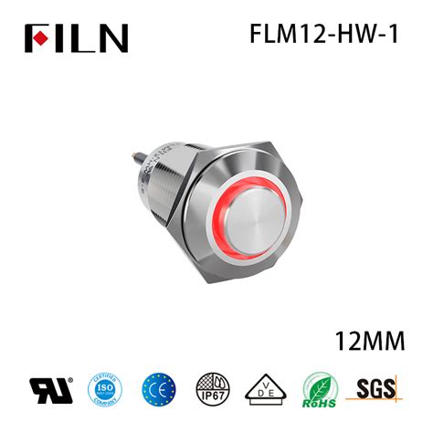 Filn 12mm 4 Wires Blue Momentary 110v Push Button Switch