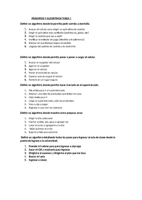 Principios Y Algoritmos Tarea PRINCIPIOS Y ALGORITMOS TAREA Definir Un Algoritmo Donde Te