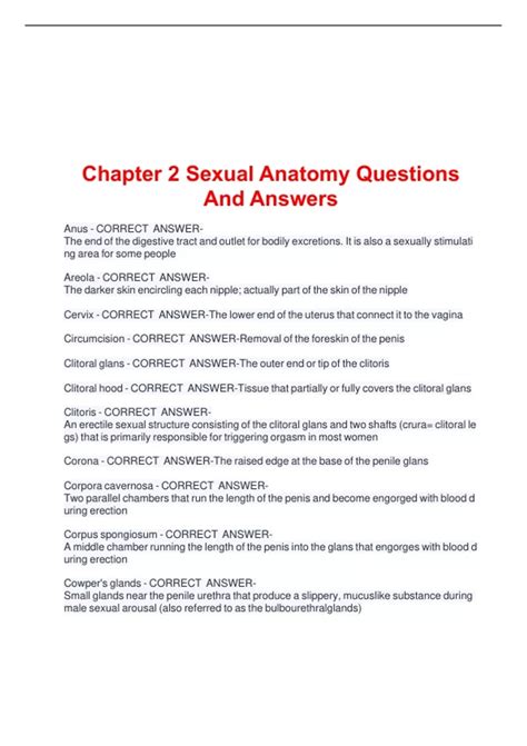 Chapter 2 Sexual Anatomy Questions And Answers Chapter 2 Sexual
