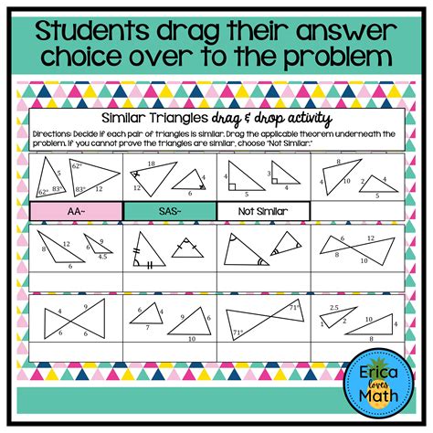 Similar Triangles And Similarity Theorems Digital Drag And Drop Activity