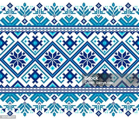 우크라이나어 민속 매끄러운 패턴 장식의 벡터 그림 민족 장식 테두리 요소입니다 전통적인 우크라이나어 벨라루스 민속 예술 니트 자수 패턴 Vyshyvanka 0명에 대한 스톡