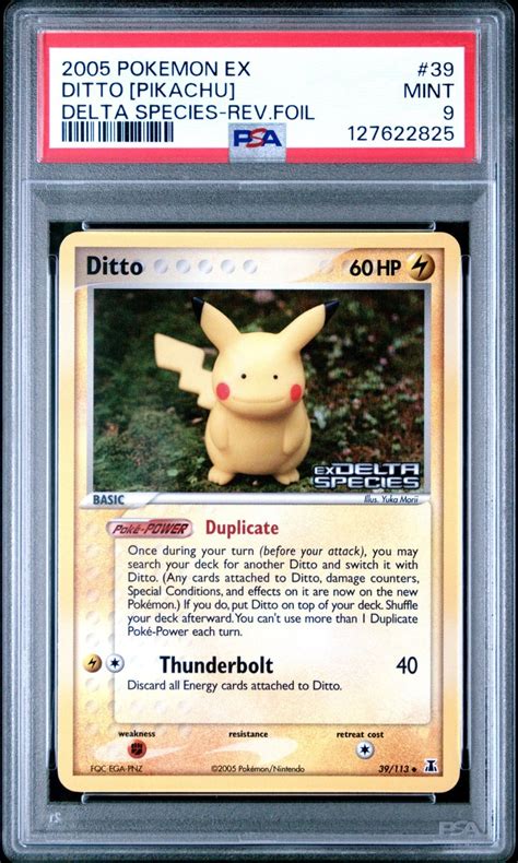 Psa 9 Ditto Pikachu 39113 Ex Delta Species Reverse Holo