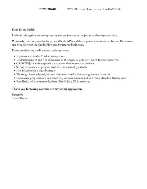 Java Scala Developer Cover Letter Velvet Jobs