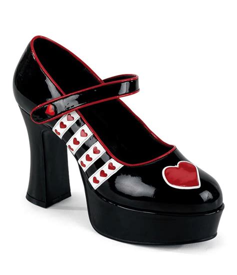 Black Queen Of Hearts Platform Heels Heart Shoes Heart Platforms