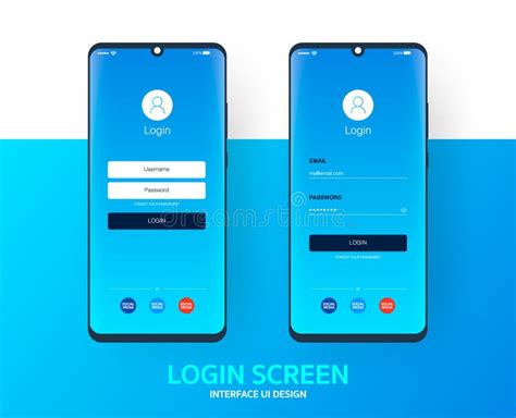 Login Screen Smartphone Interface Vector Template Mobile App Page Dark