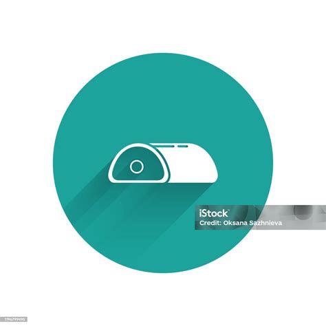 긴 그림자로 격리된 흰색 고기 아이콘입니다 녹색 원 버튼입니다 벡터 일러스트레이션 고기에 대한 스톡 벡터 아트 및 기타 이미지 고기 굽기 돼지고기 Istock