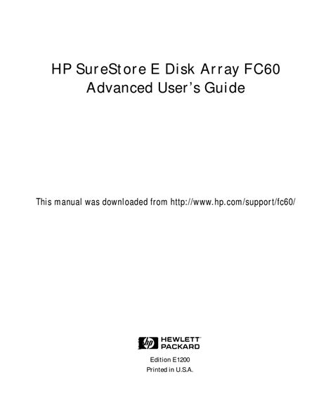 Hp Surestore Disk Array 12h And Fc60 Advanced Users Manual Pdf