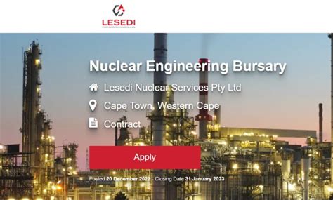 Nuclear Engineering Bursary 2025 Online Application Form Sanotify