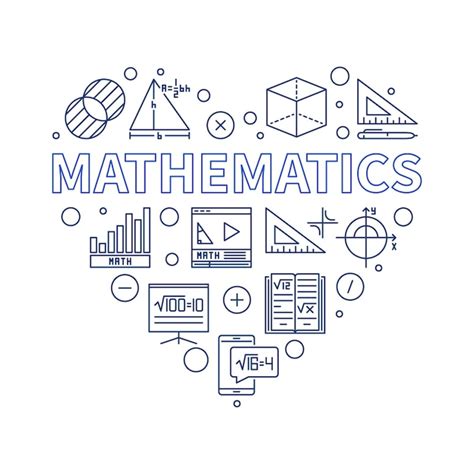 Premium Vector Mathematics Vector Outline Minimal Heartshaped Banner Math Science Line