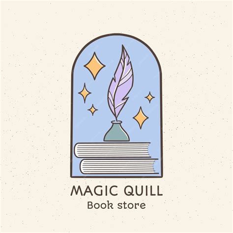 손으로 그린 퀼 펜 로고 디자인 서식 파일 무료 벡터