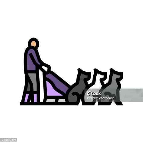 썰매 개 경주 겨울 스포츠 색상 아이콘 벡터 일러스트 레이 션 개에 대한 스톡 벡터 아트 및 기타 이미지 개 겨울 눈 냉동상태의 물 Istock