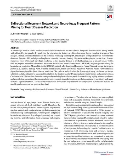 bidirectional recurrent network and neuro‑fuzzy frequent pattern mining for heart disease