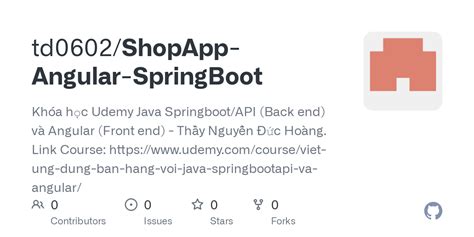 Github Td0602 Shopapp Angular Springboot Khóa Học Udemy Java Springboot Api Back End Và