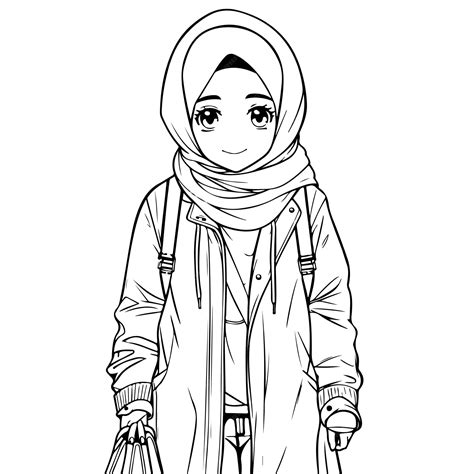 Premium Vector Cute Sketched Vector Cartoon Art Of Hijab Girl