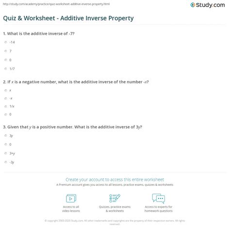 Additive Inverse Worksheet 7th Grade Printable Pdf Template