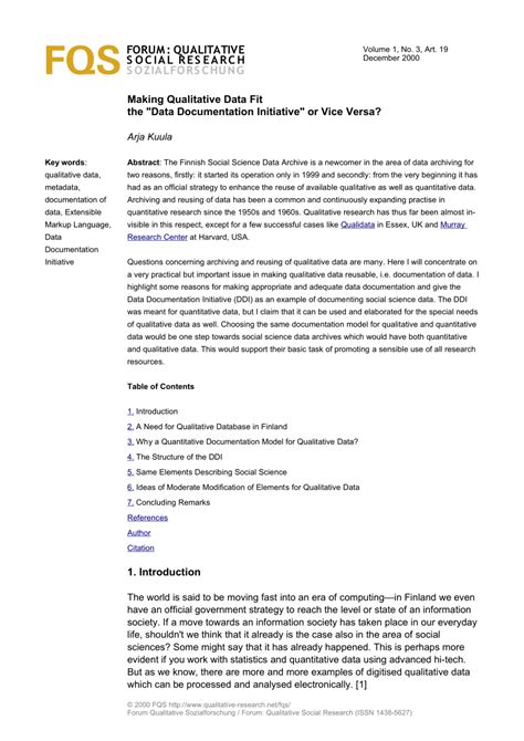 Pdf Making Qualitative Data Fit The Data Documentation Initiative