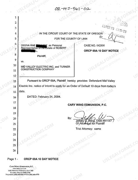 Oregon Orcp 69a 10 Day Notice Us Legal Forms