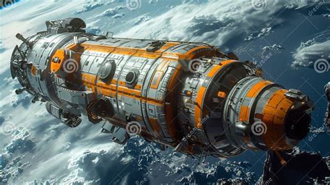 Autonomous Spacecraft Performing Docking Maneuver Over Earths Atmosphere Stock Image Image Of